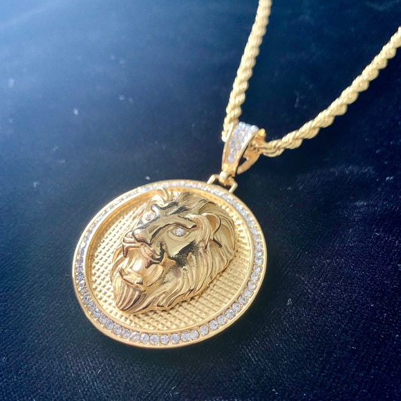 Accessories | Full Set Lion Double Chain Cuban Link 18k Gold | Poshmark